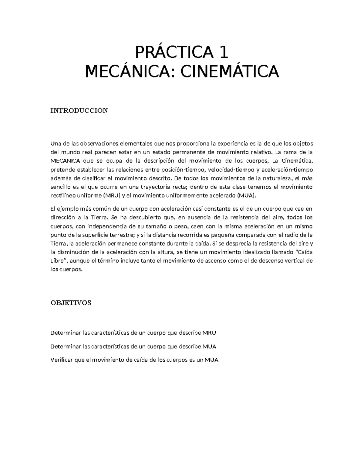Practica 1 Mecanica - Jdjdd - PRÁCTICA 1 MECÁNICA: CINEMÁTICA ...