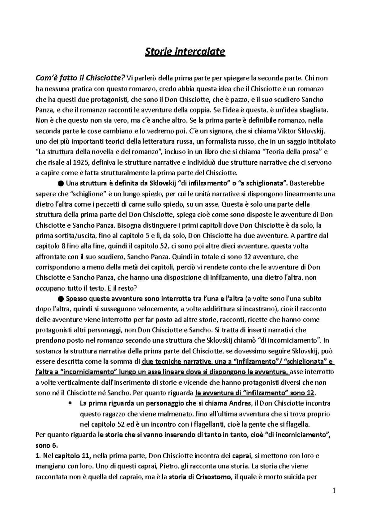 Storie intercalate - Storie intercalate Com’è fatto il Chisciotte? Vi ...