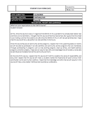 SWOT-Analysis - Assignment in CWTS - TOOLS FOR ANALYSIS FORM Document ...