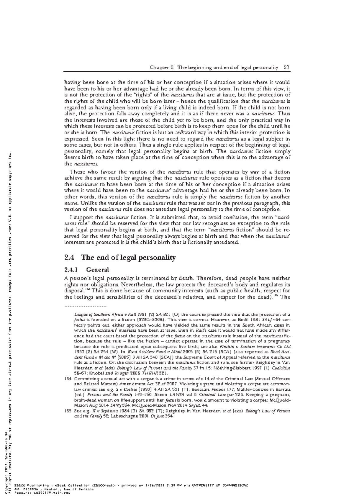 Heaton 2017 24The End Of Legal Person Law Of Persons - Chapter 2: The ...