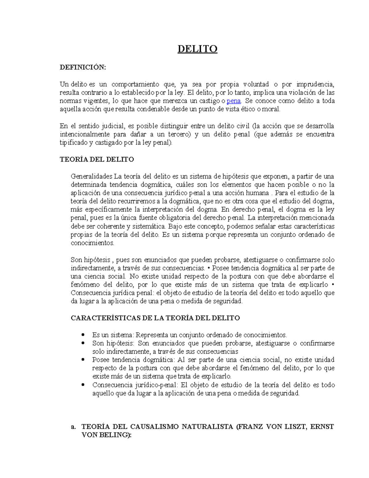 Delito - Apuntes 1 - DELITO DEFINICIÓN: Un delito es un comportamiento ...