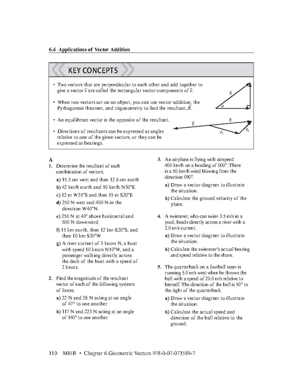 6 4 Applications of Vector Addition - Two vectors that are ...