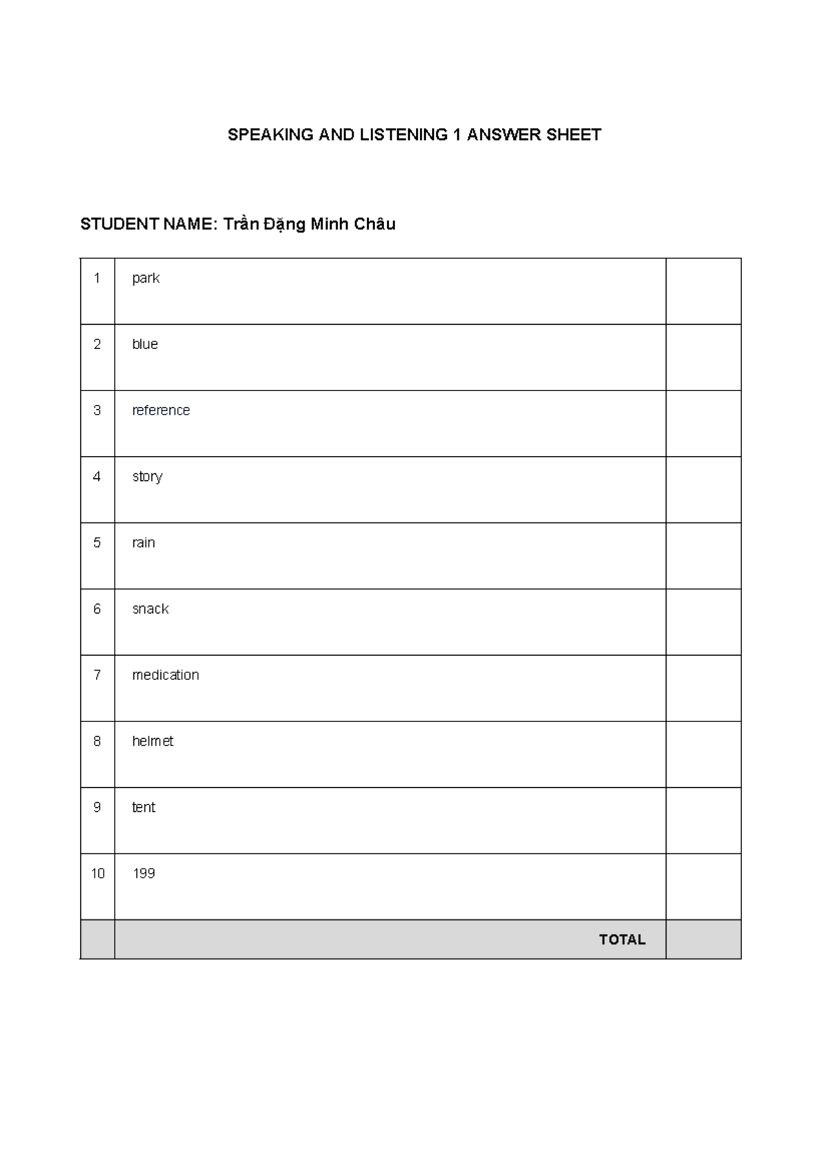 Listening Answer Sheet 1 - Sciences de la vie et de la Terre - SPEAKING ...