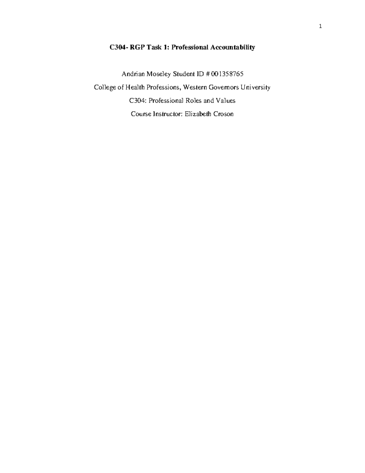 C304 Task 1 Professional Accountability - C 304 - WGU - Studocu