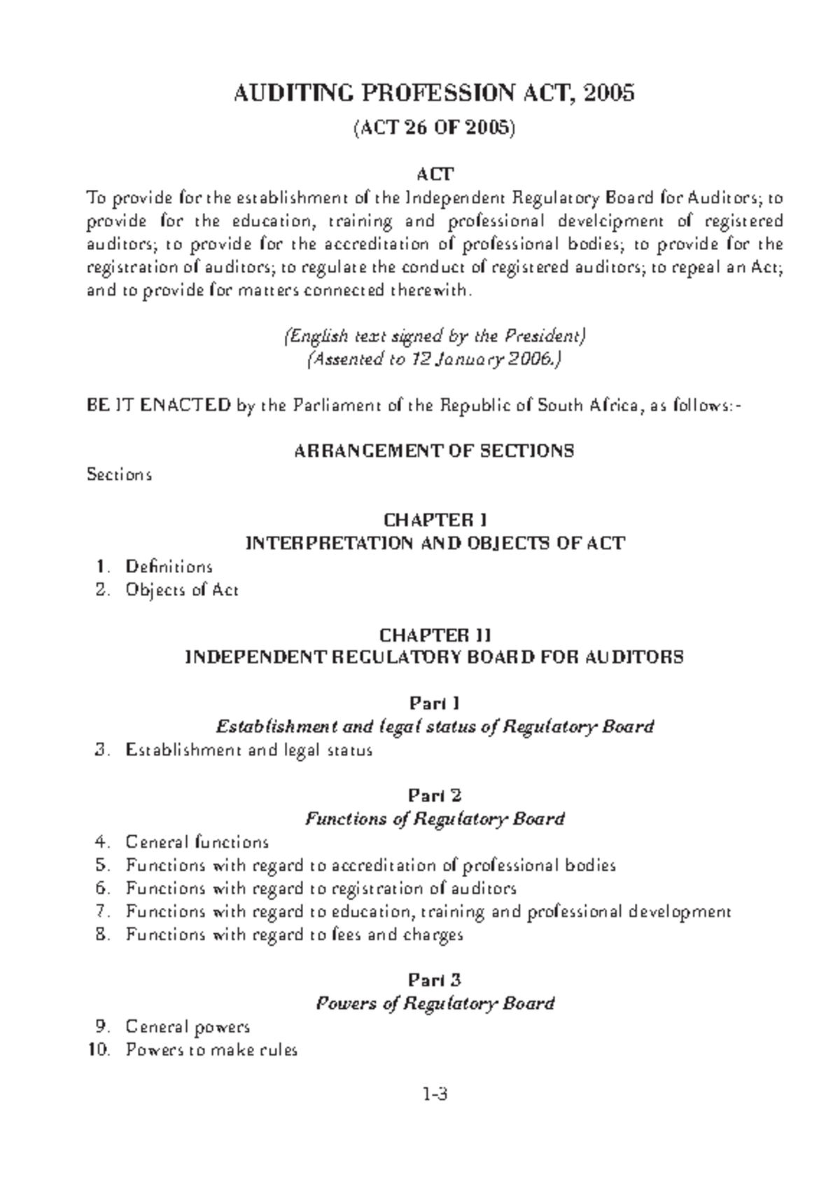 Auditing Profession Act - AUDITING PROFESSION ACT, 2005 (ACT 26 OF 2005 ...