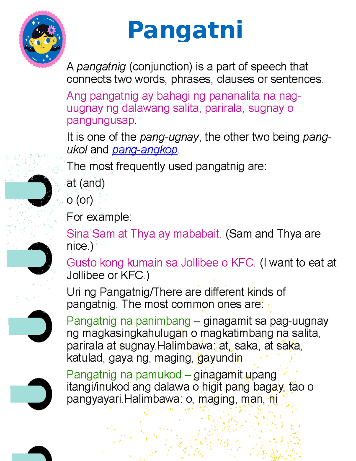 Pangatnig - Good luck - Pangatni A pangatnig (conjunction) is a part of ...