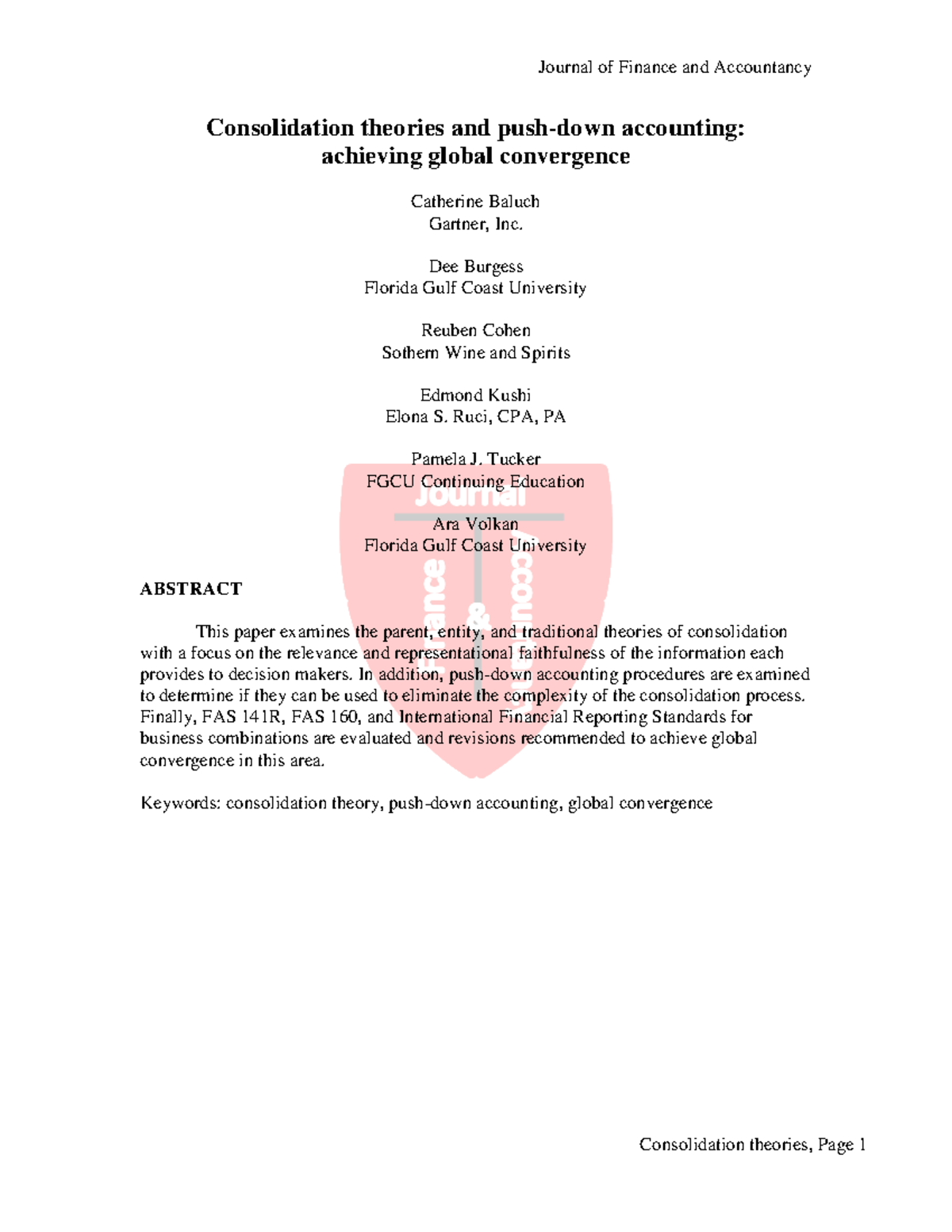 Theories of consol - Consolidation theories and push-down accounting ...