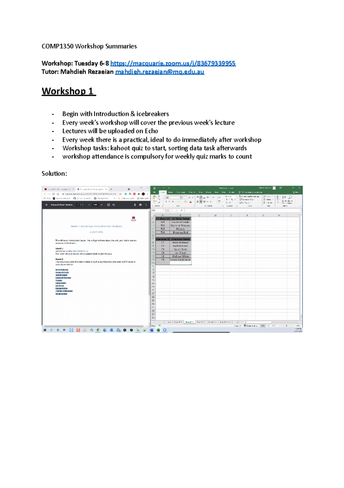 COMP1350 Workshop Summaries - COMP1350 - MQ - Studocu
