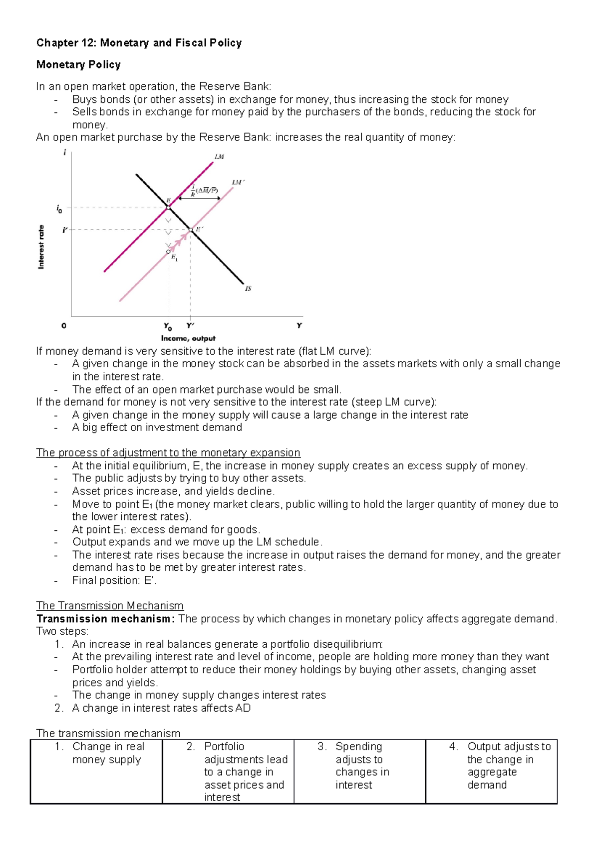 Chapter 12 - complete - Summary Economics - Chapter 12: Monetary and ...