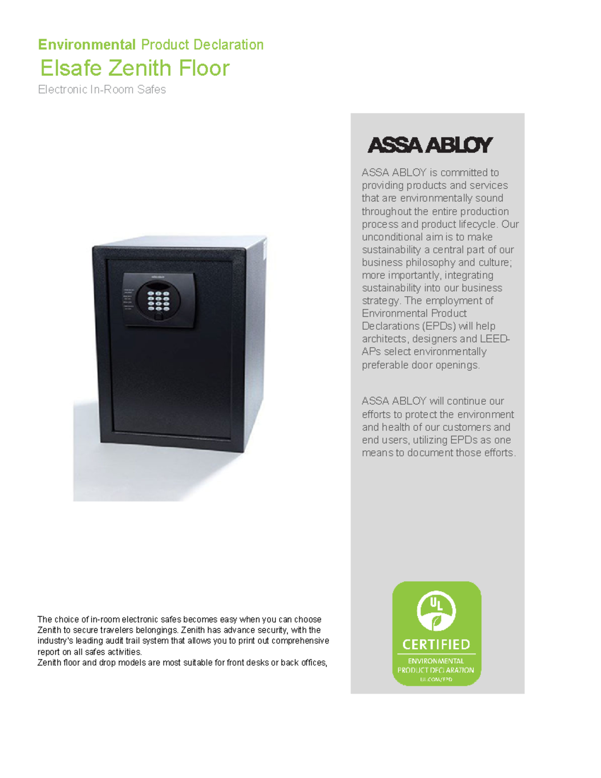 Elsafe Zenith Floor Electric In Room Safe - Lenguaje visual - UTE - Studocu