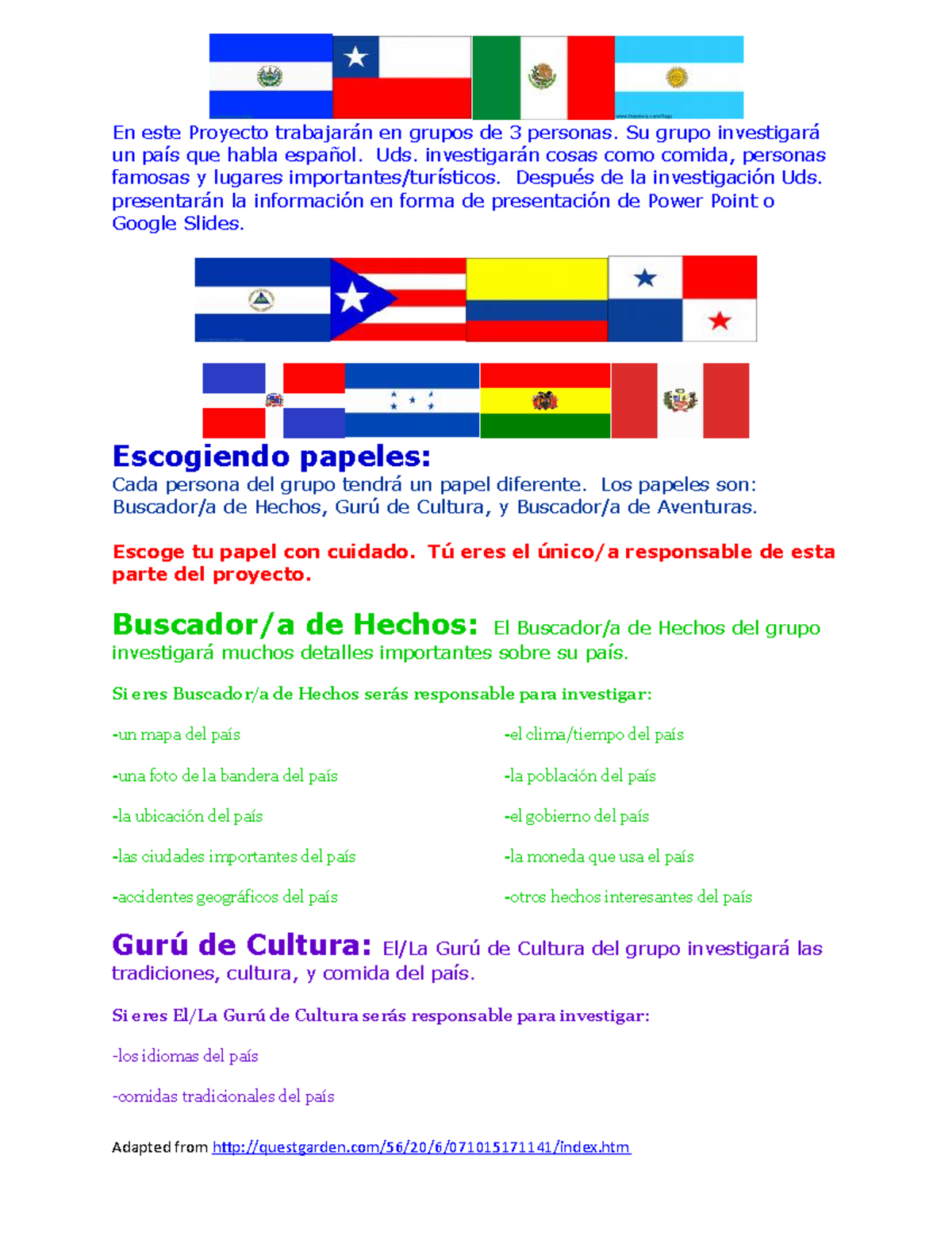 Countries ppt project revised in Spanish - En este Proyecto trabajarán ...