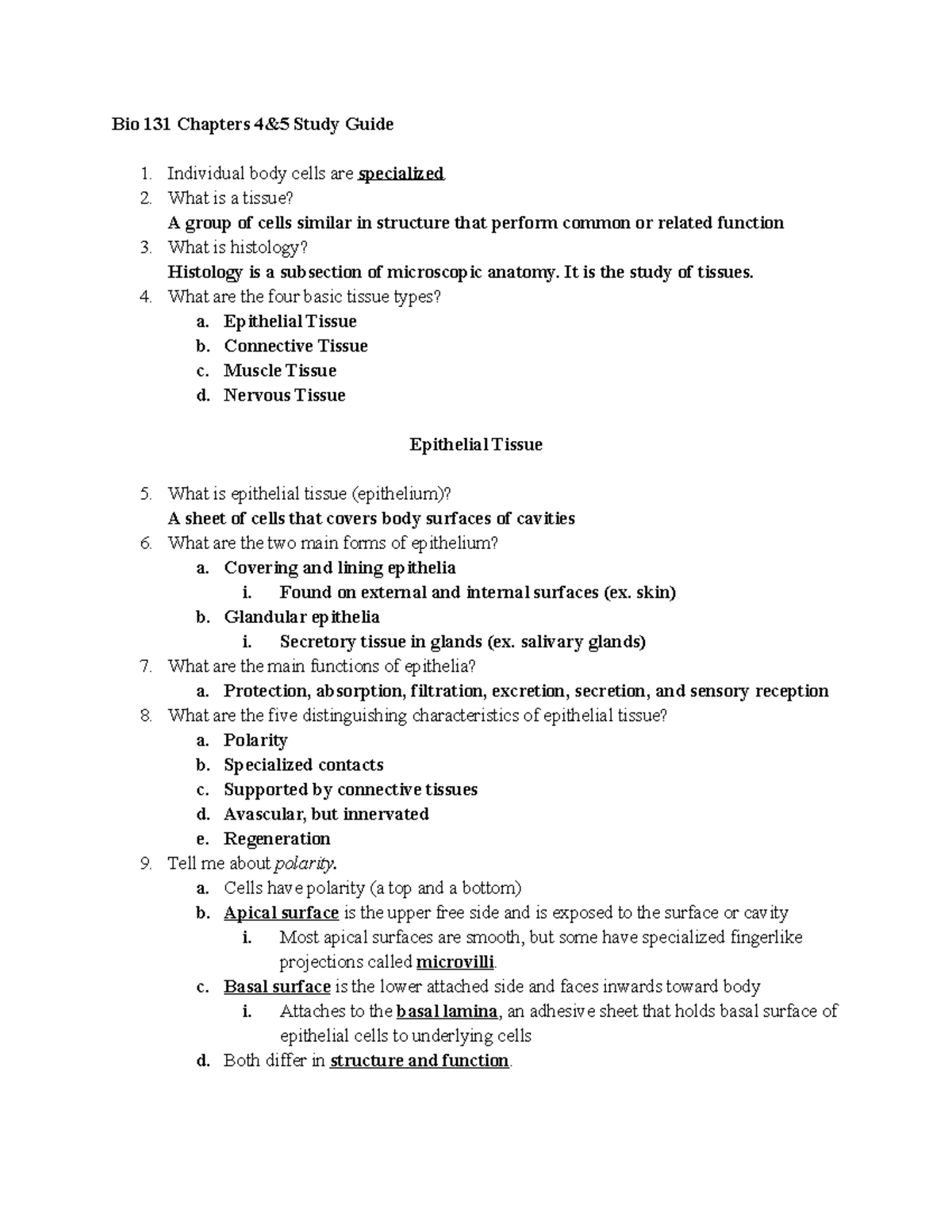Chapter 4 And 5 Study Guide Answers docx Bio 131 Chapters 4 5 Study
