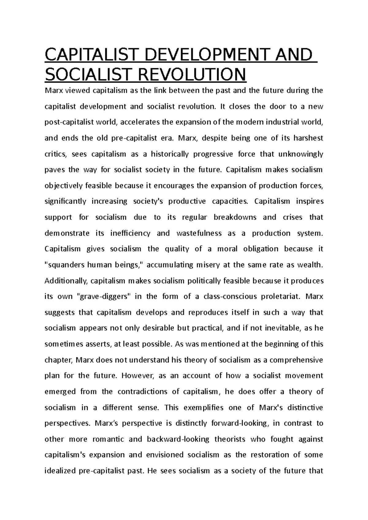 Capitalist Development AND Socialist Revolution - CAPITALIST DEVELOPMENT AND SOCIALIST ...