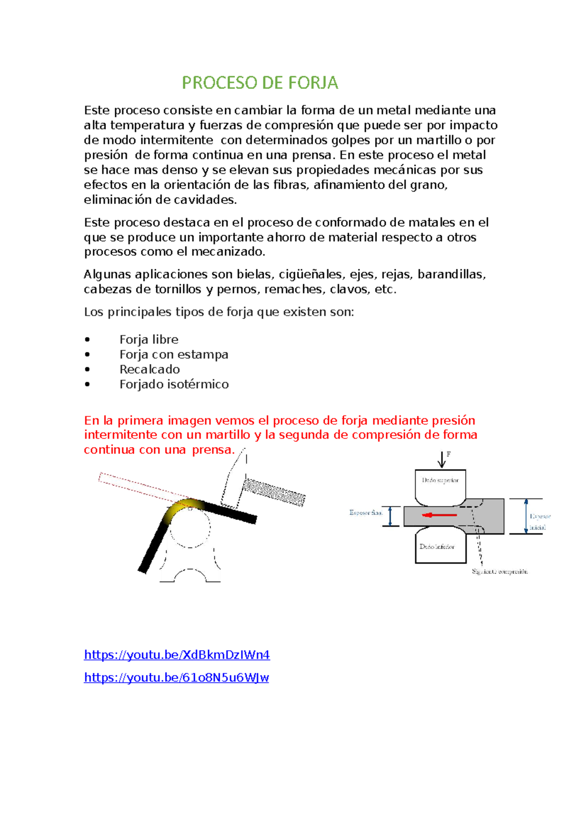 Proceso de Forja - Cosas - PROCESO DE FORJA Este proceso consiste en ...