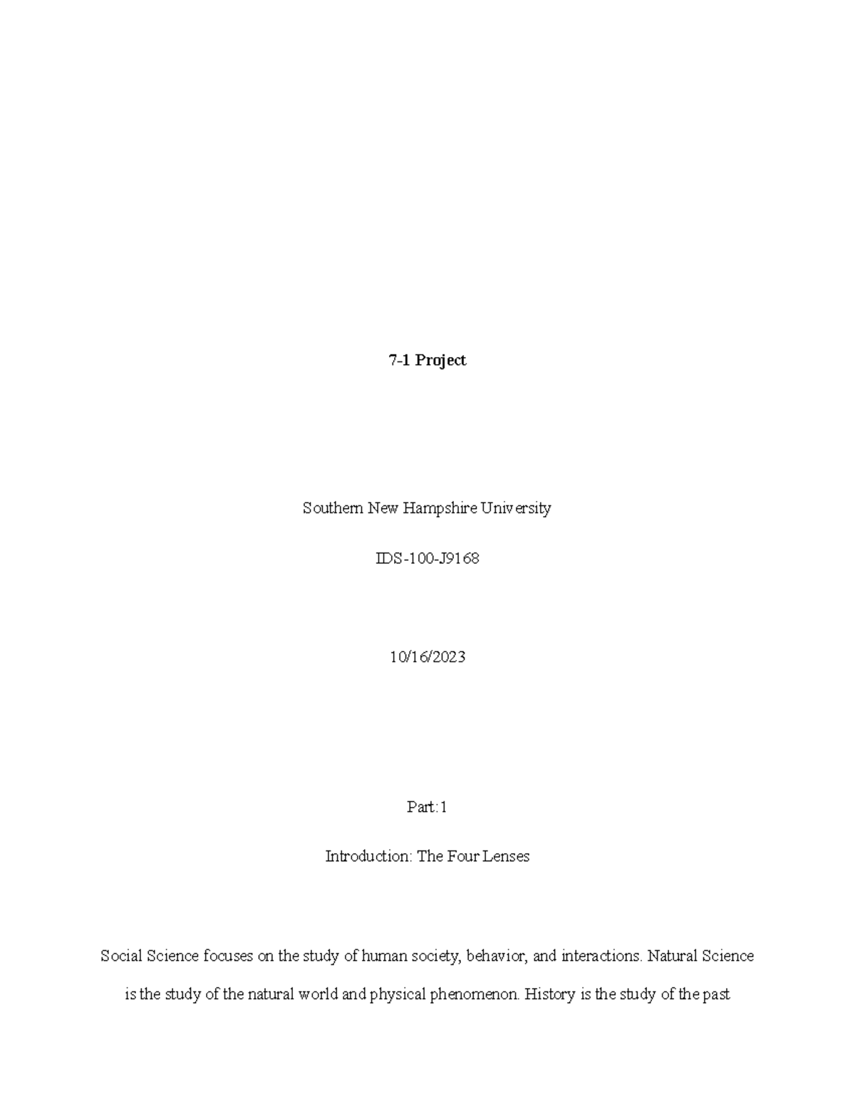 7-1 Project LA - Final assignment in liberal arts. - 7-1 Project ...