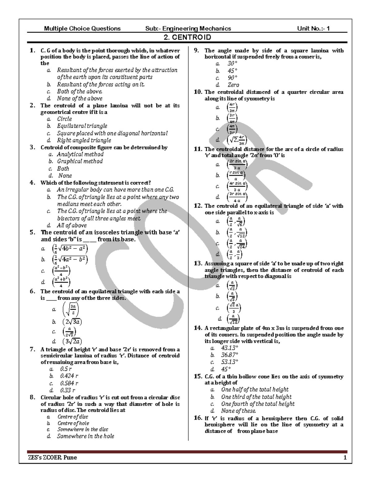EM U1(MCQs-2)12-06 - Multiple Choice Questions Sub:- Engineering ...