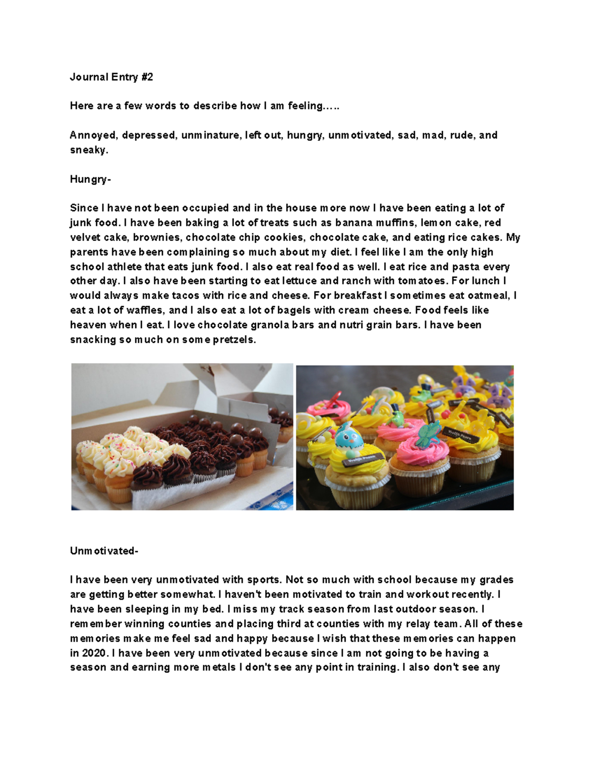 Junk food - A writing journal that I had to do for my online class ...
