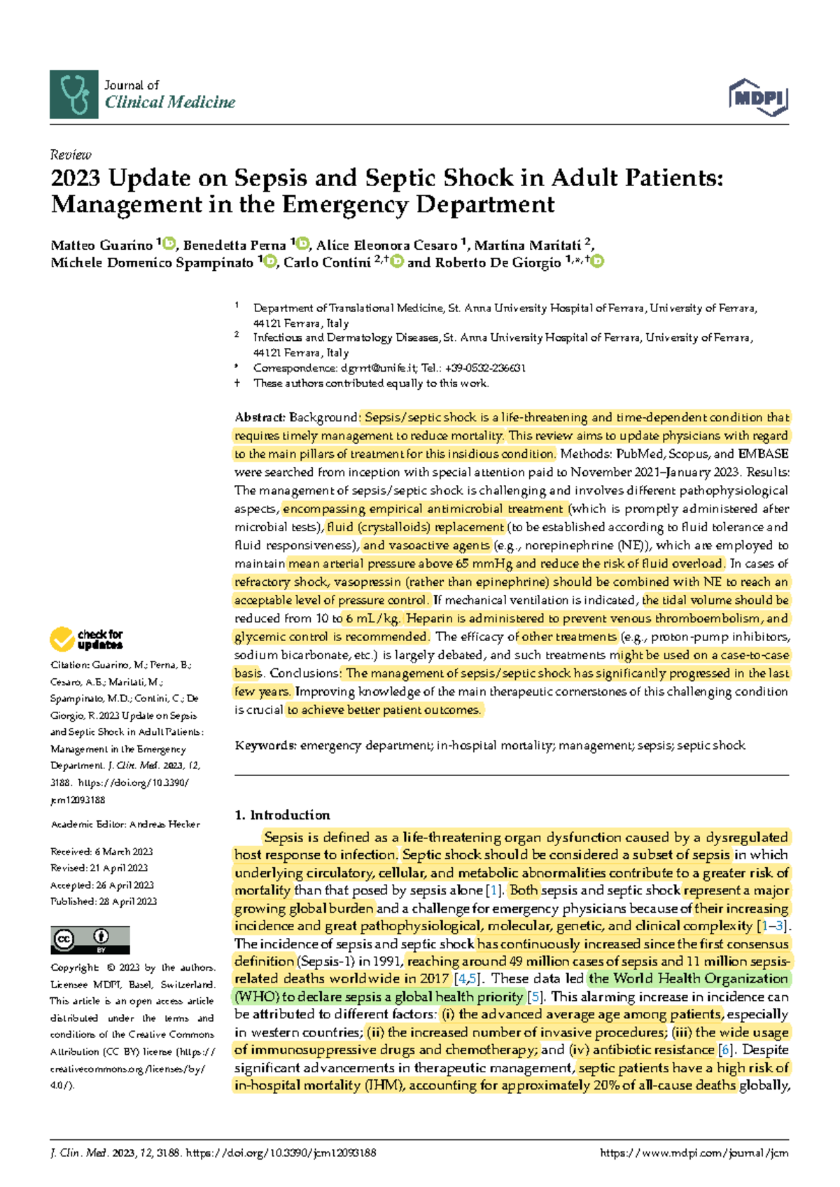 2023 Update on Sepsis and Septic Shock in Adult Patients - Citation ...