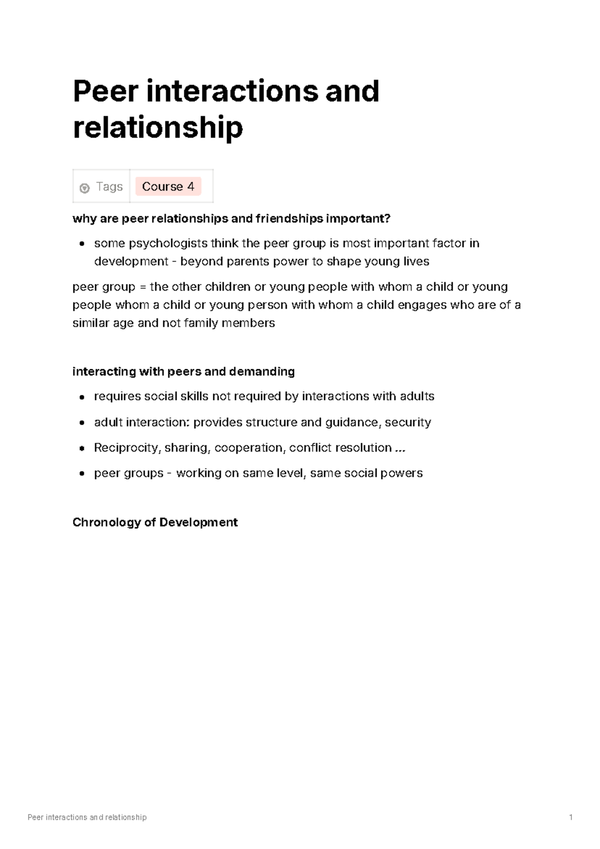 Peer interactions and relationship - Peer interactions and relationship ...