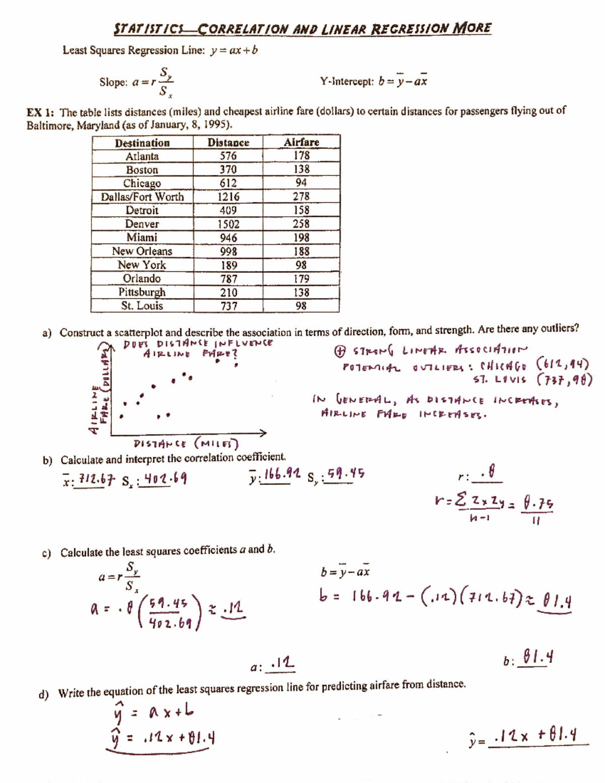 Statistics Spring Lecture Correlation And Least Squares Regression 2