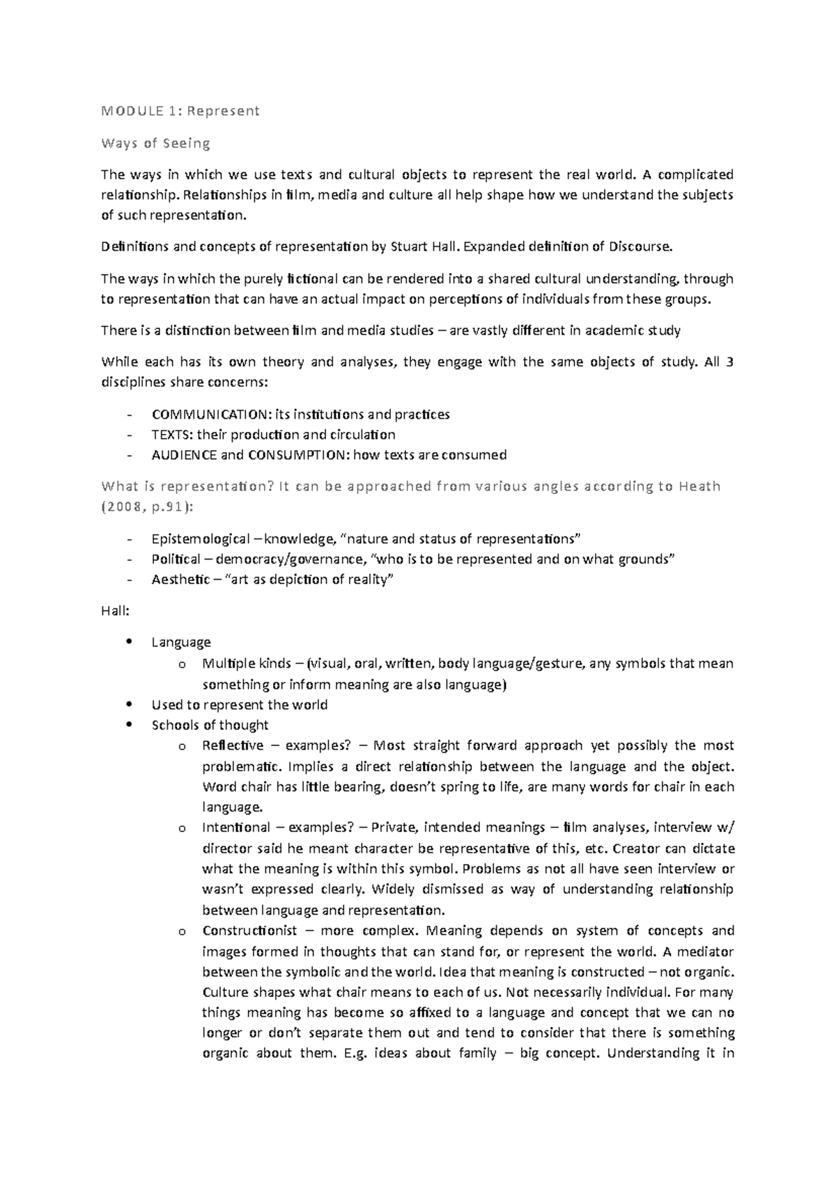 FMCS1000 Summary of Course - MODULE 1: Represent Ways of Seeing The ...