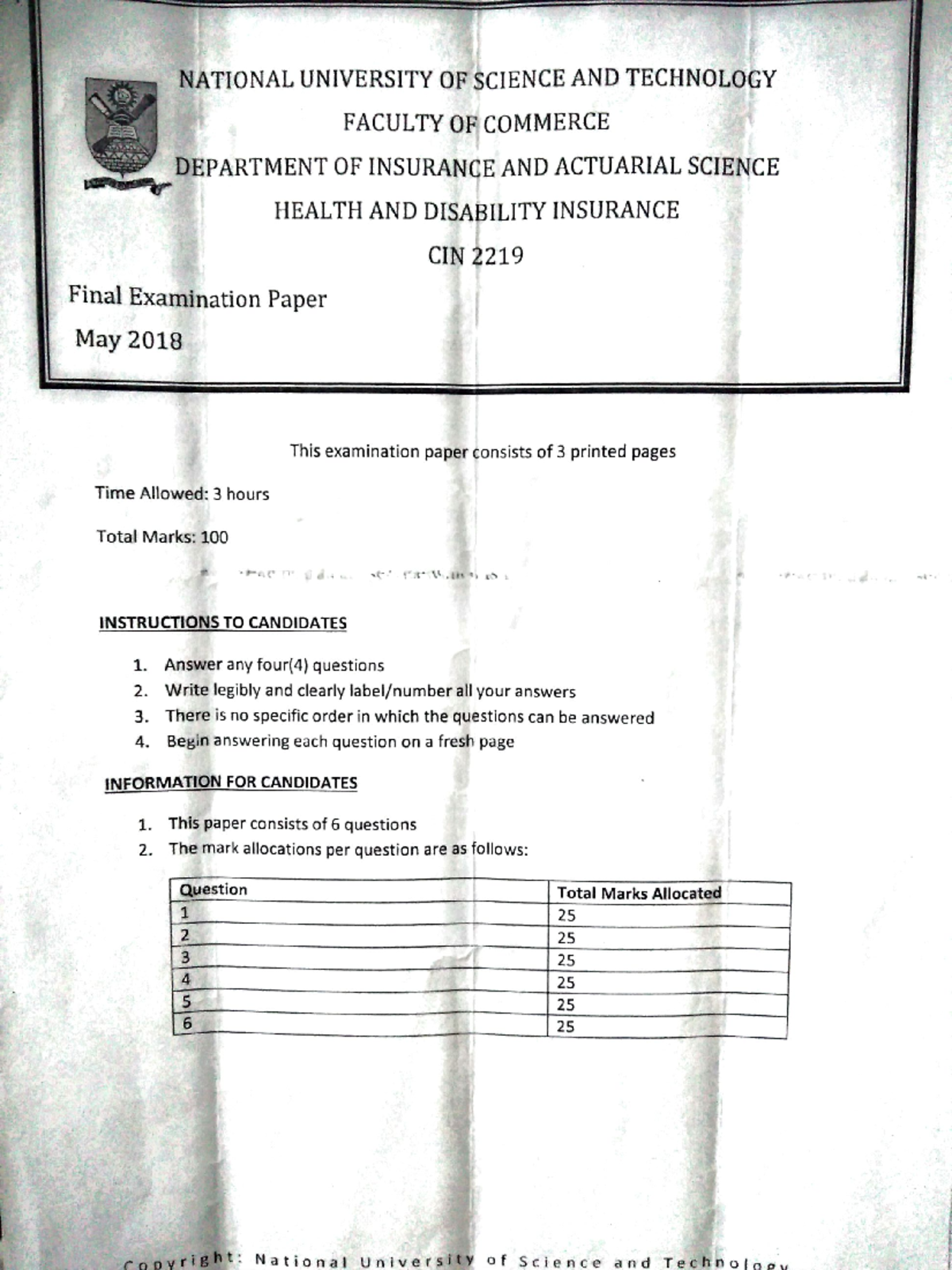 Health and insurance - A question paper on the course content. - Health ...