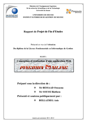 Conception et réalisation d'une application web pour la gestion des PFE ...