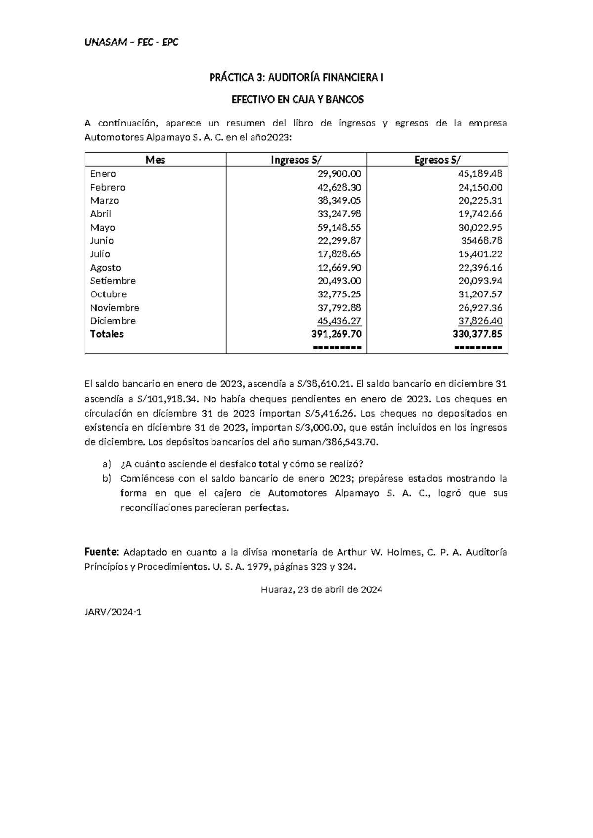 PRÁ Ctica 3 Audifin - Auditoría - UNASAM – FEC - EPC PRÁCTICA 3 ...