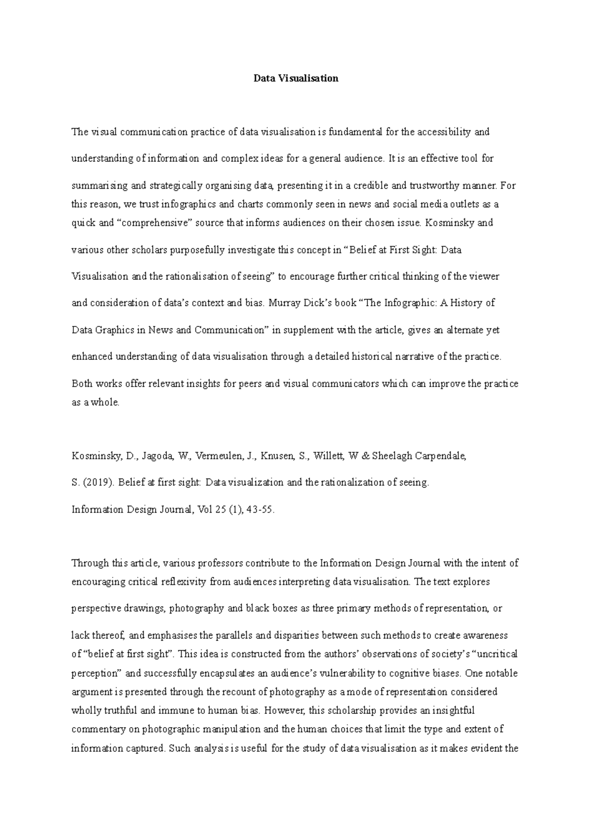 Data Visualisation Annotated Bibliography - Data Visualisation The ...