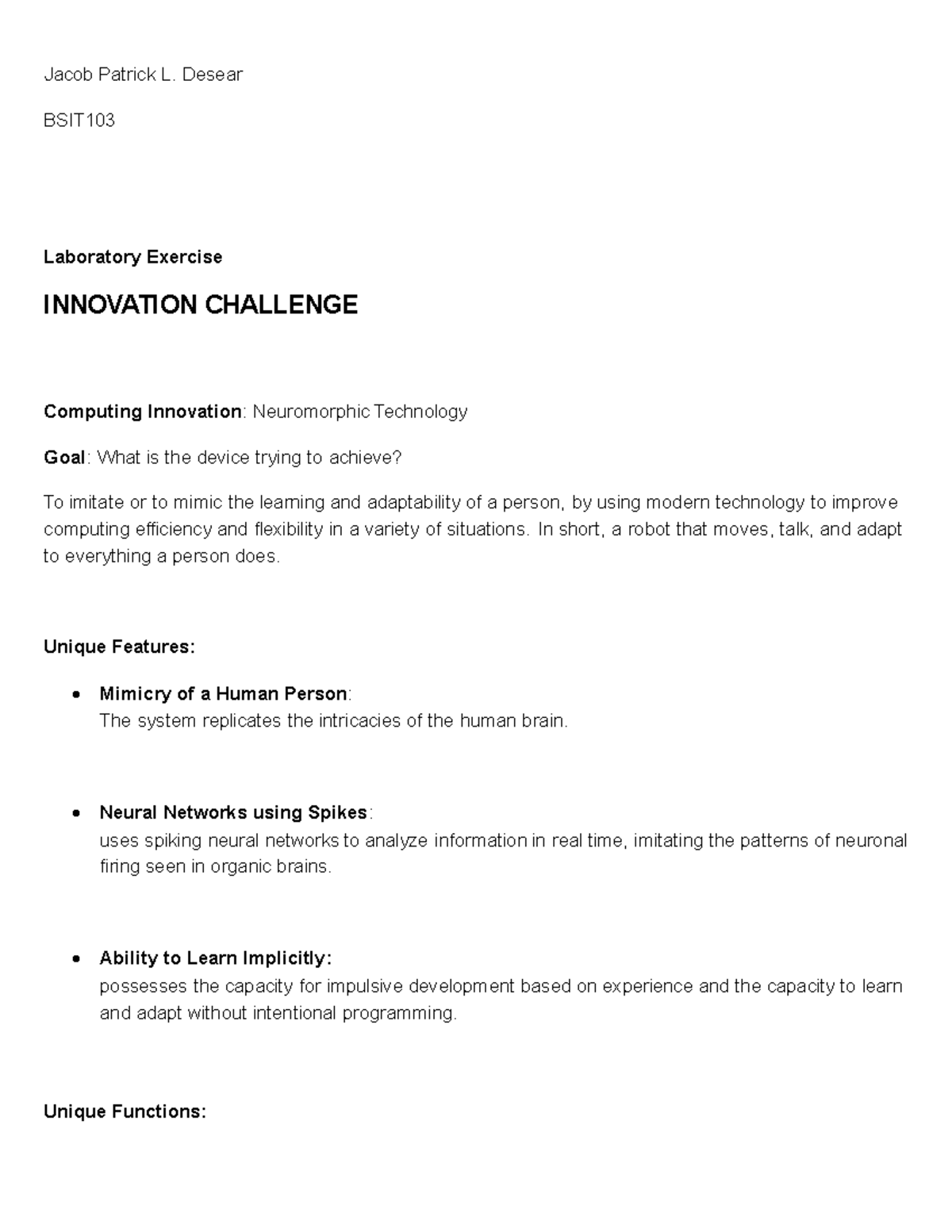 ITC 07 Labexer 1ARG - Jacob Patrick L. Desear BSIT Laboratory Exercise INNOVATION CHALLENGE ...