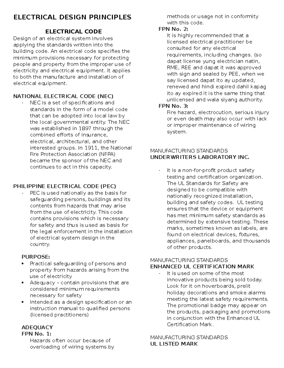 L4 Electrical Design Principle - ELECTRICAL DESIGN PRINCIPLES ...
