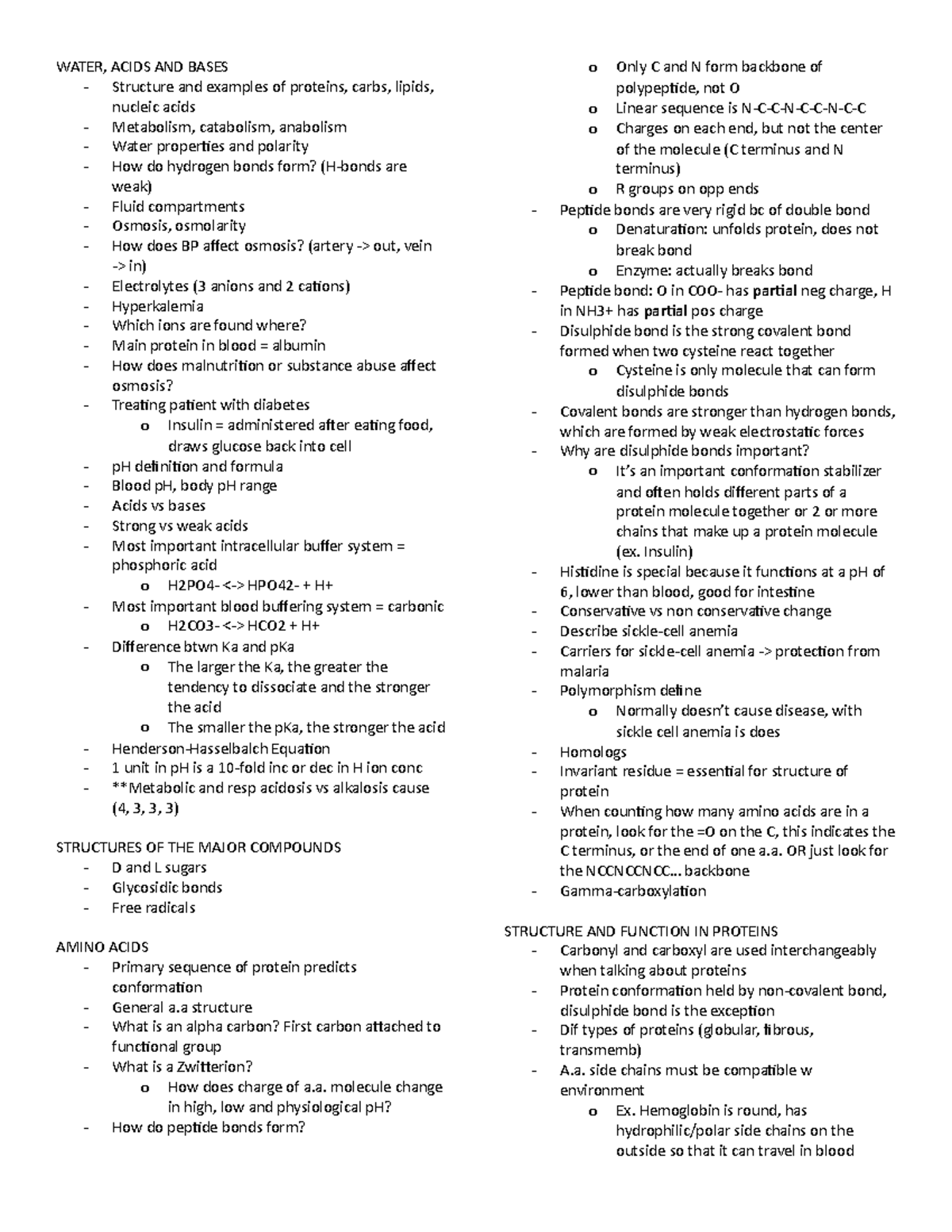 Condensed Biochem Notes - WATER, ACIDS AND BASES - Structure and ...
