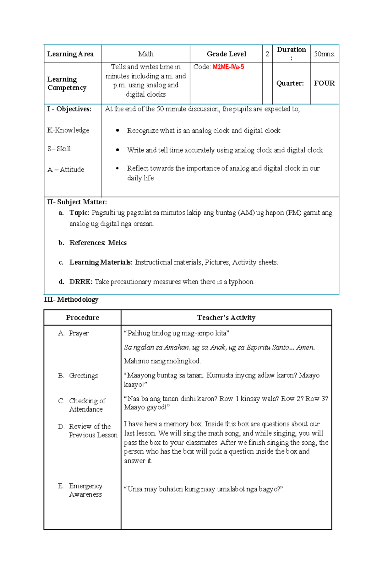 K TO 12 Final- Lesson-PLAN-FOR-DEMO- Teaching - Learning Area Math ...