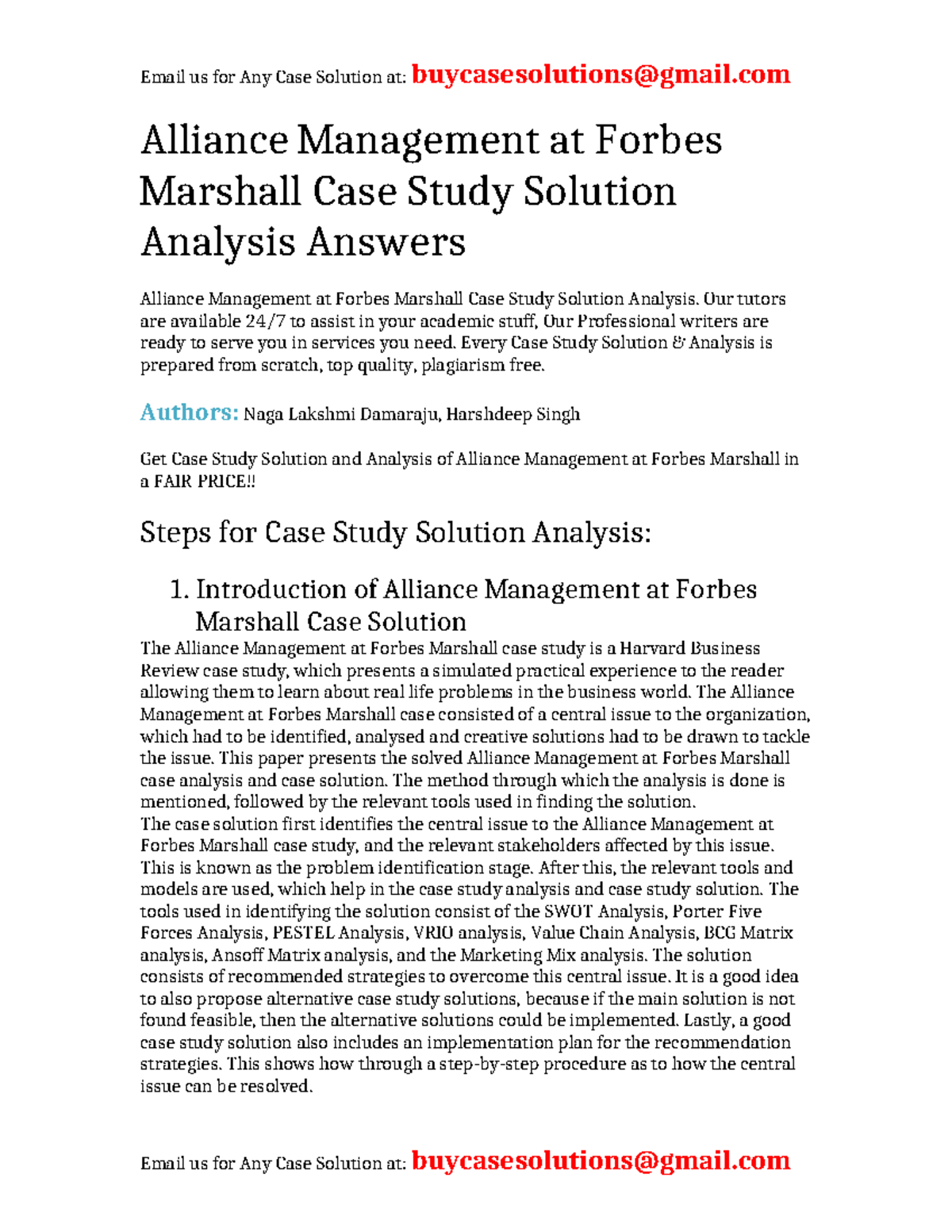 Case Solution Alliance Management at Forbes Marshall - Alliance Management at Forbes Marshall ...