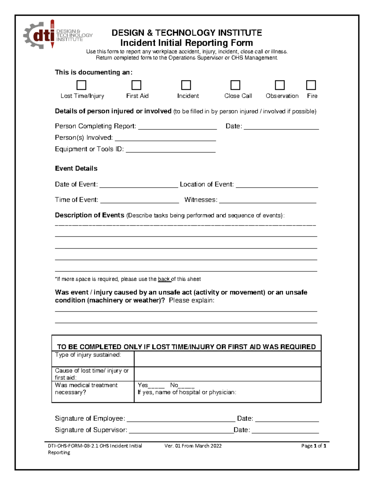 Incident Report Form - safety measures/forms - DTI-OHS-FORM- 08 - 2 .1 ...