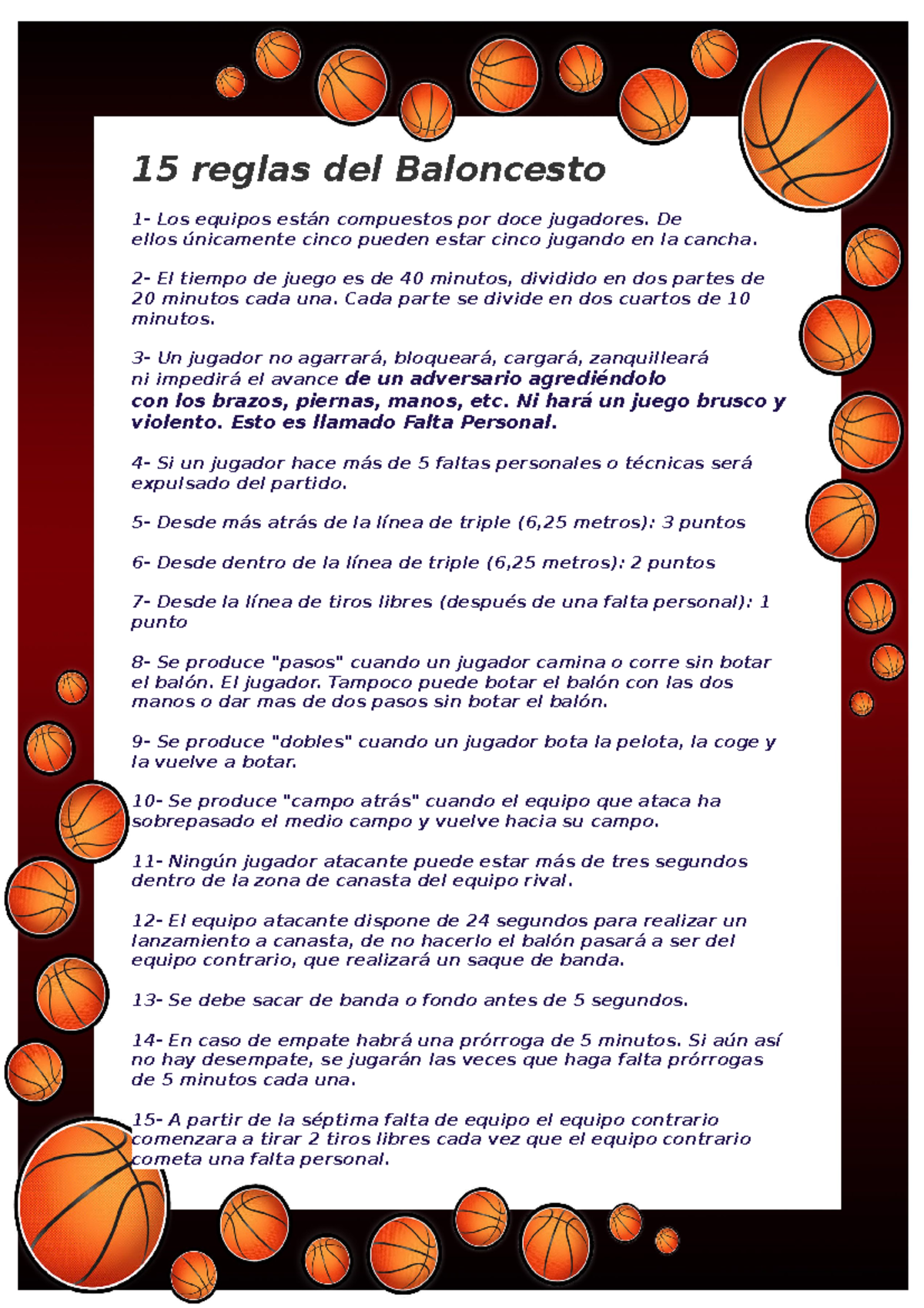 15 reglas del Baloncesto - 15 reglas del Baloncesto 1- Los equipos ...