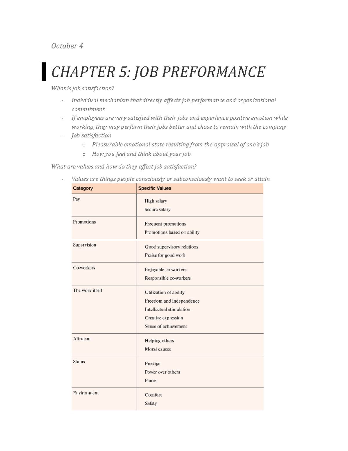 Chapter 5 Textbook Mos Lecture Notes October 4 Chapter 5 Job