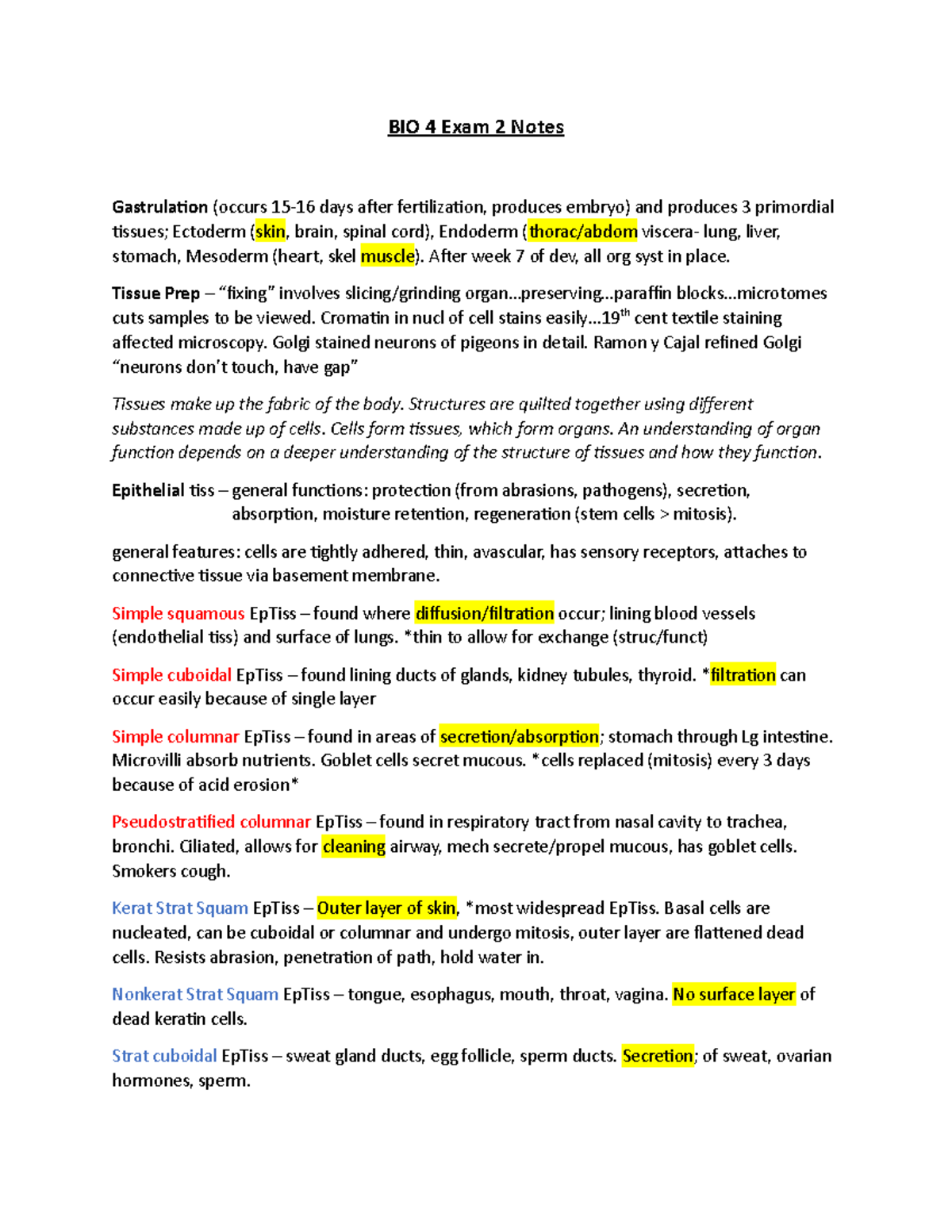 BIO 4 Exam 2 Notes - BIO 4 Exam 2 Notes Gastrulaion (occurs 15-16 days ...