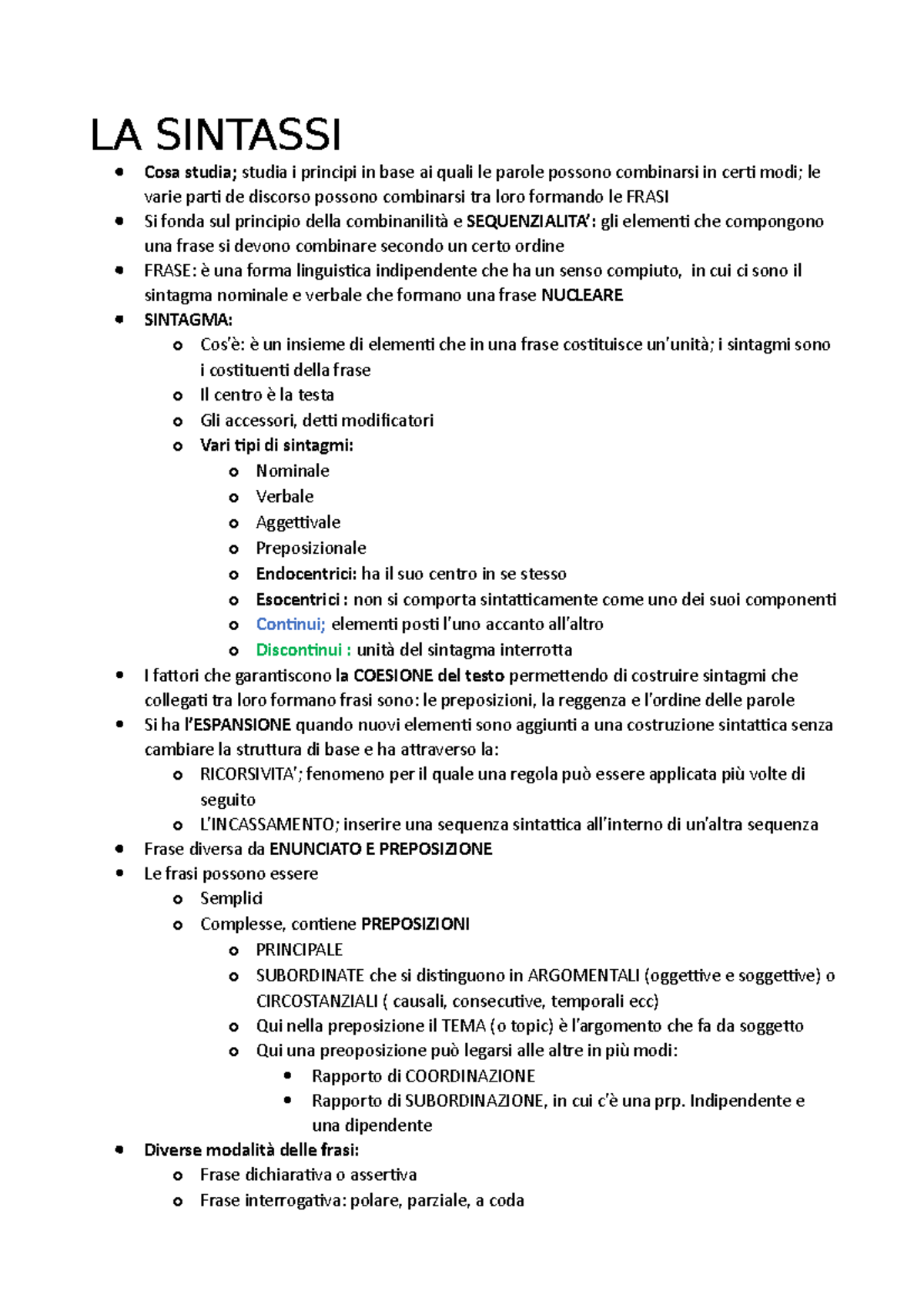 Cap.4 sintassi libro per linguistica italiana - LA SINTASSI Cosa studia ...