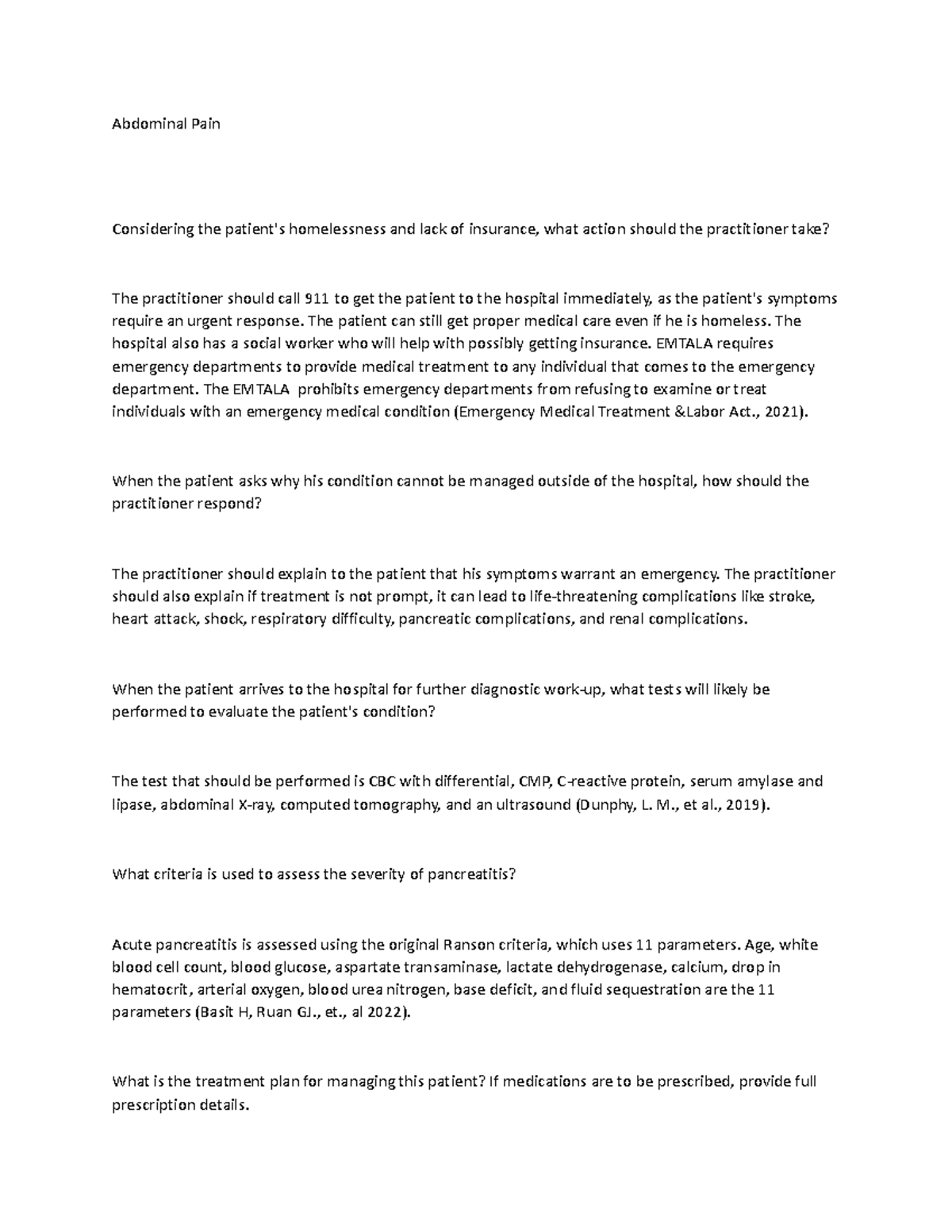 Abdominal Pain - discussion question - Abdominal Pain Considering the ...