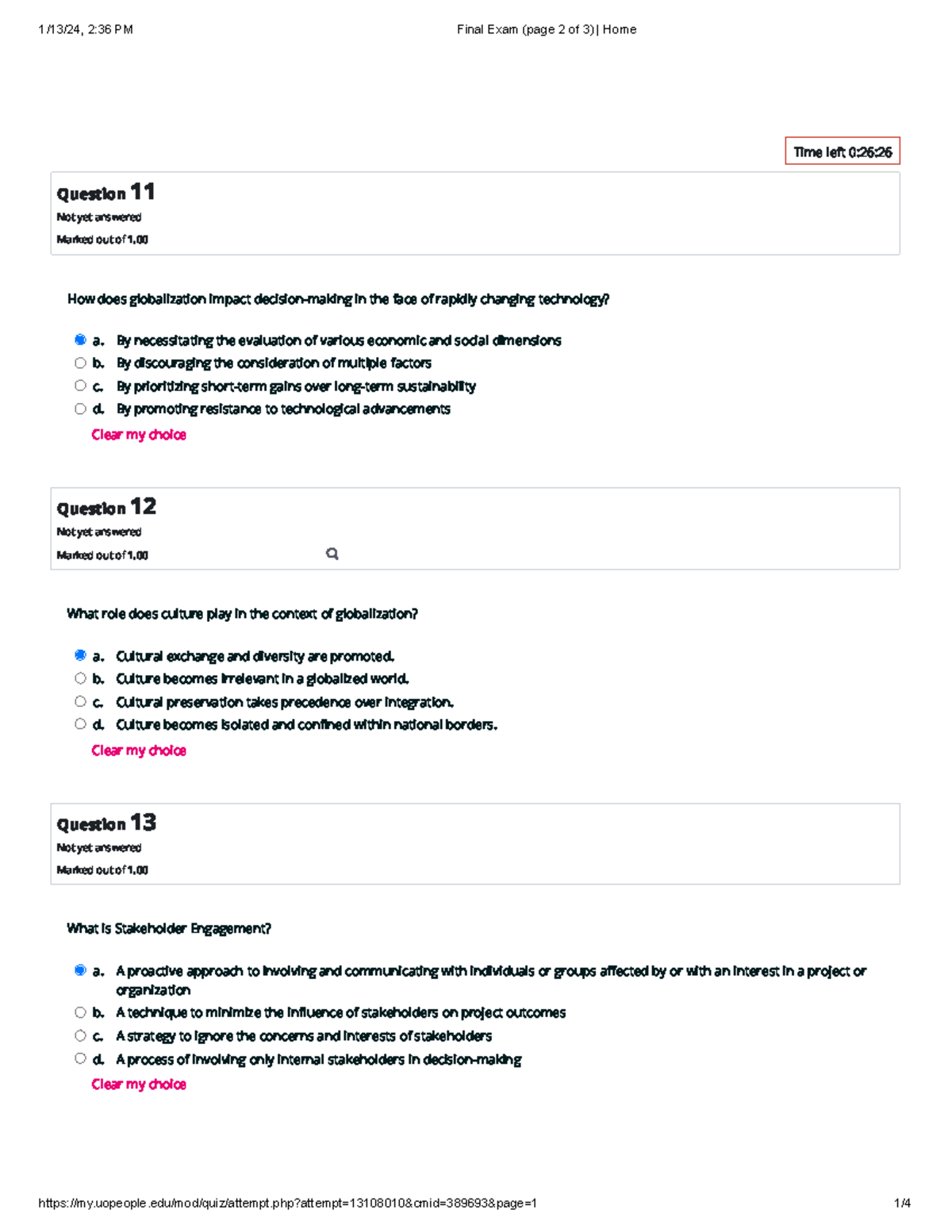 Final Exam (page 2 of 3) Home - Question 11 Not yet answered Marked out ...