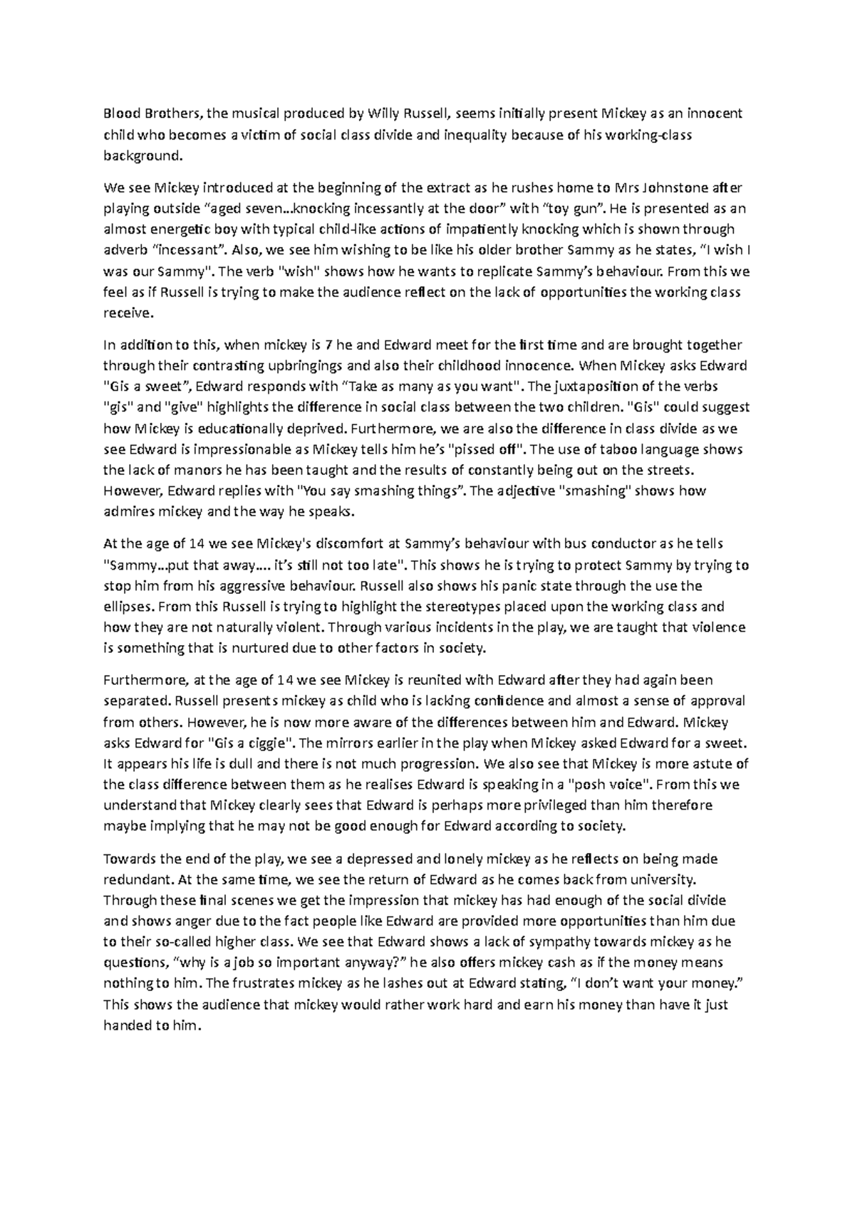 Blood Brothers - We see Mickey introduced at the beginning of the ...