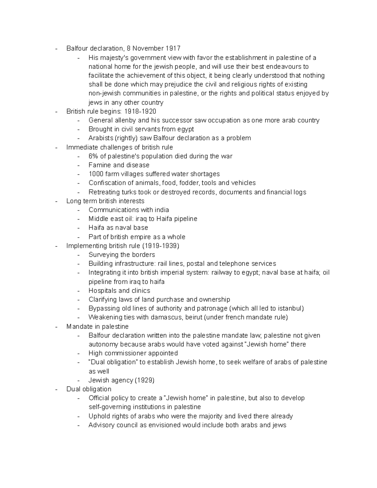 British Mandate - Balfour declaration, 8 November 1917 His majesty's ...