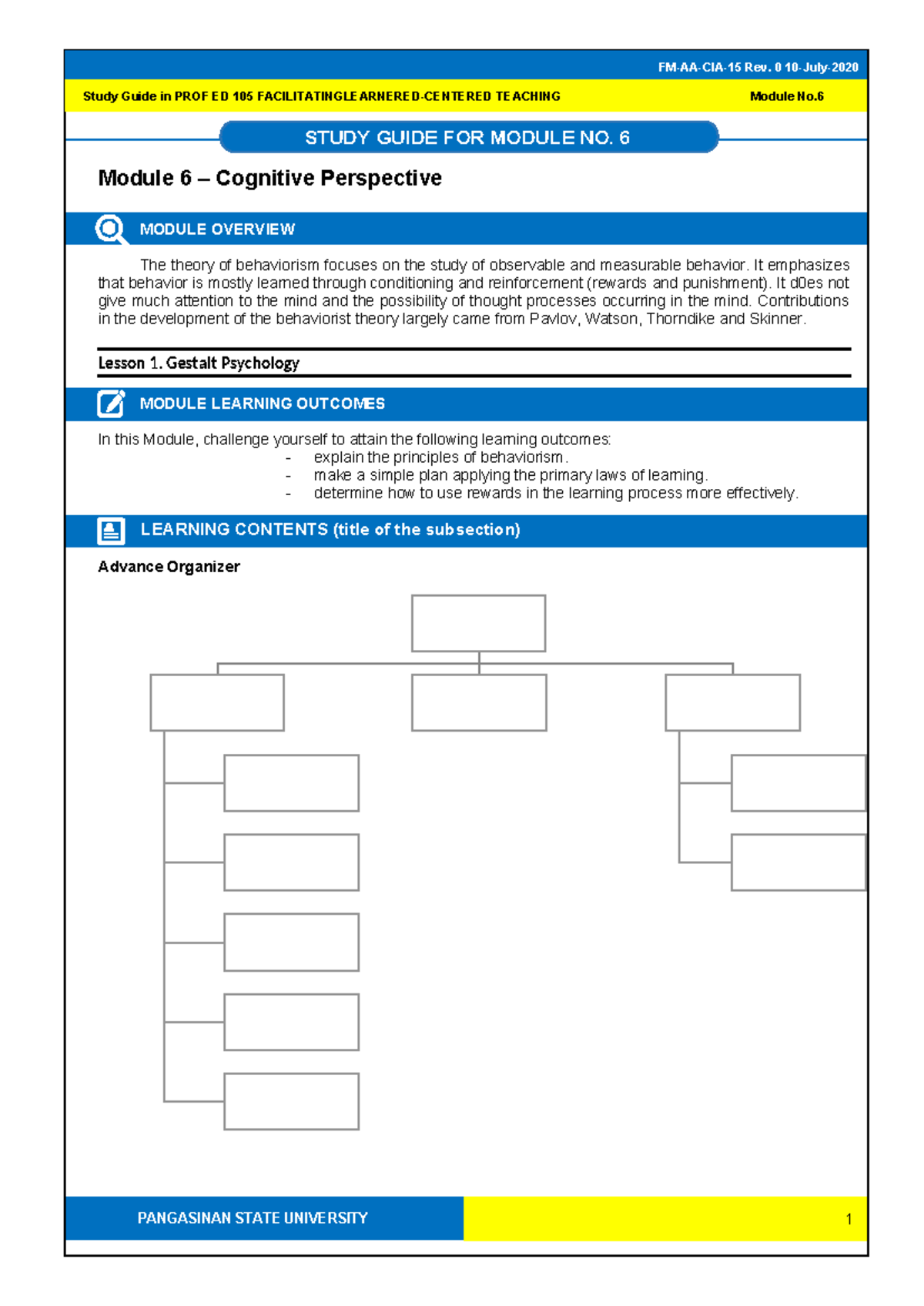 Prof Ed 105 SG Module 6-2 - STUDY GUIDE FOR MODULE NO. 6 Study Guide in PROF ED 105 - Studocu