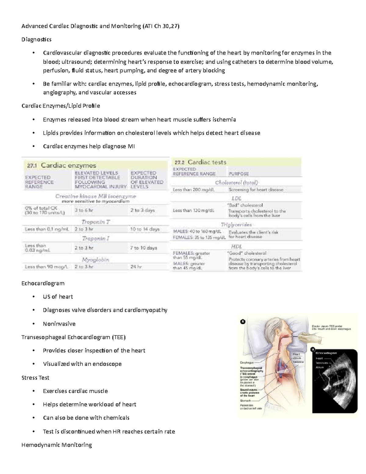 2239 Advanced Cardiac Diagnostic and Monitoring - Studocu