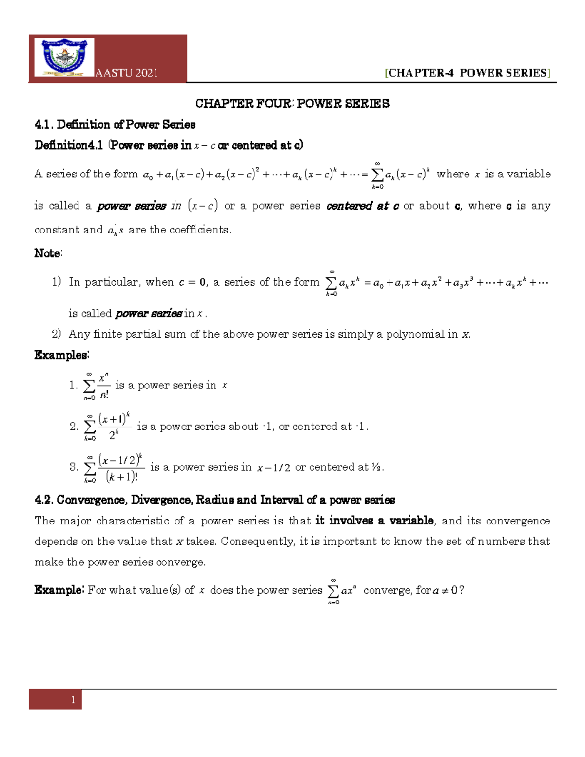 Power series - some important file. - economics - Studocu