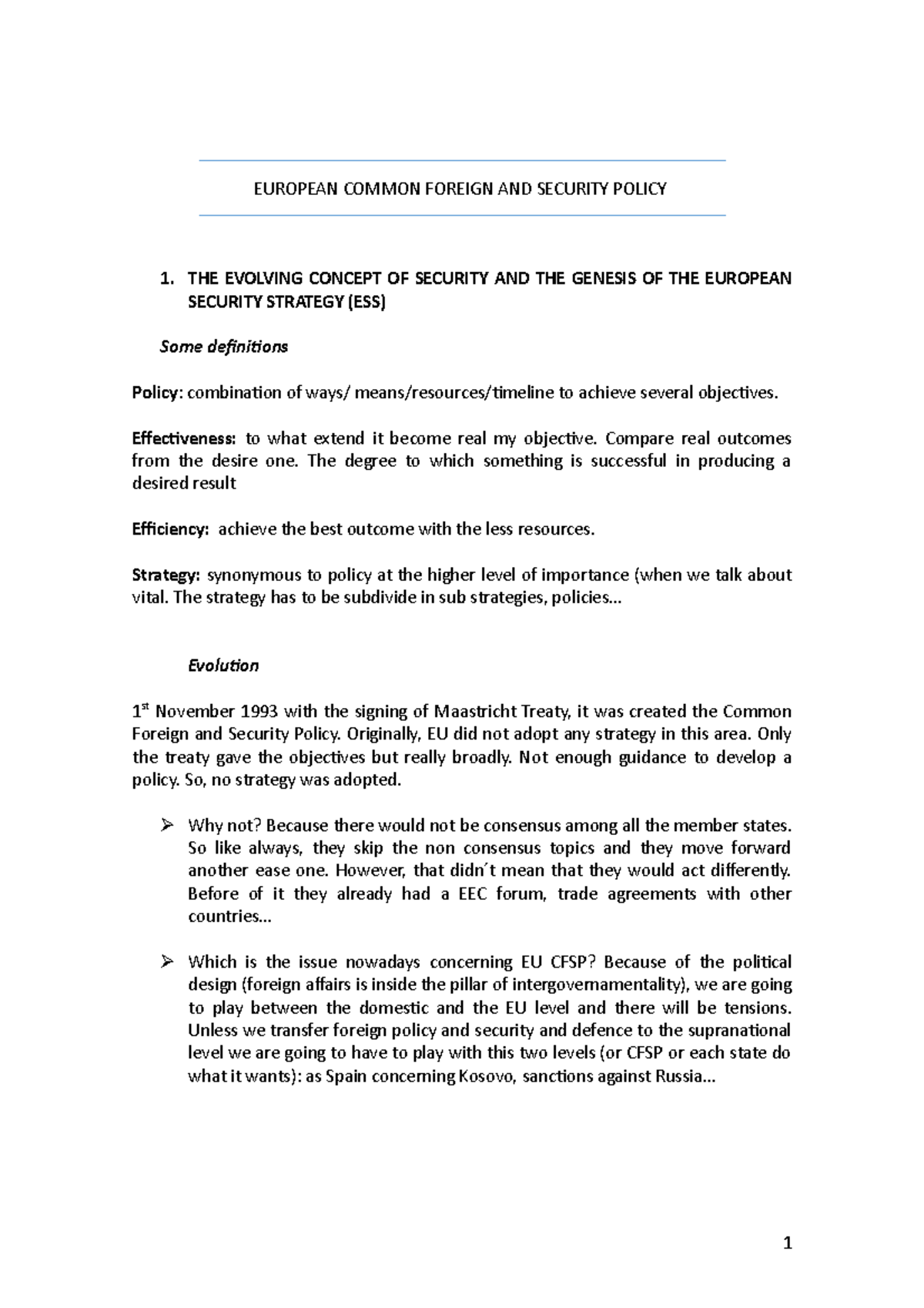 European Common Foreign and Security Policy - EUROPEAN COMMON FOREIGN ...