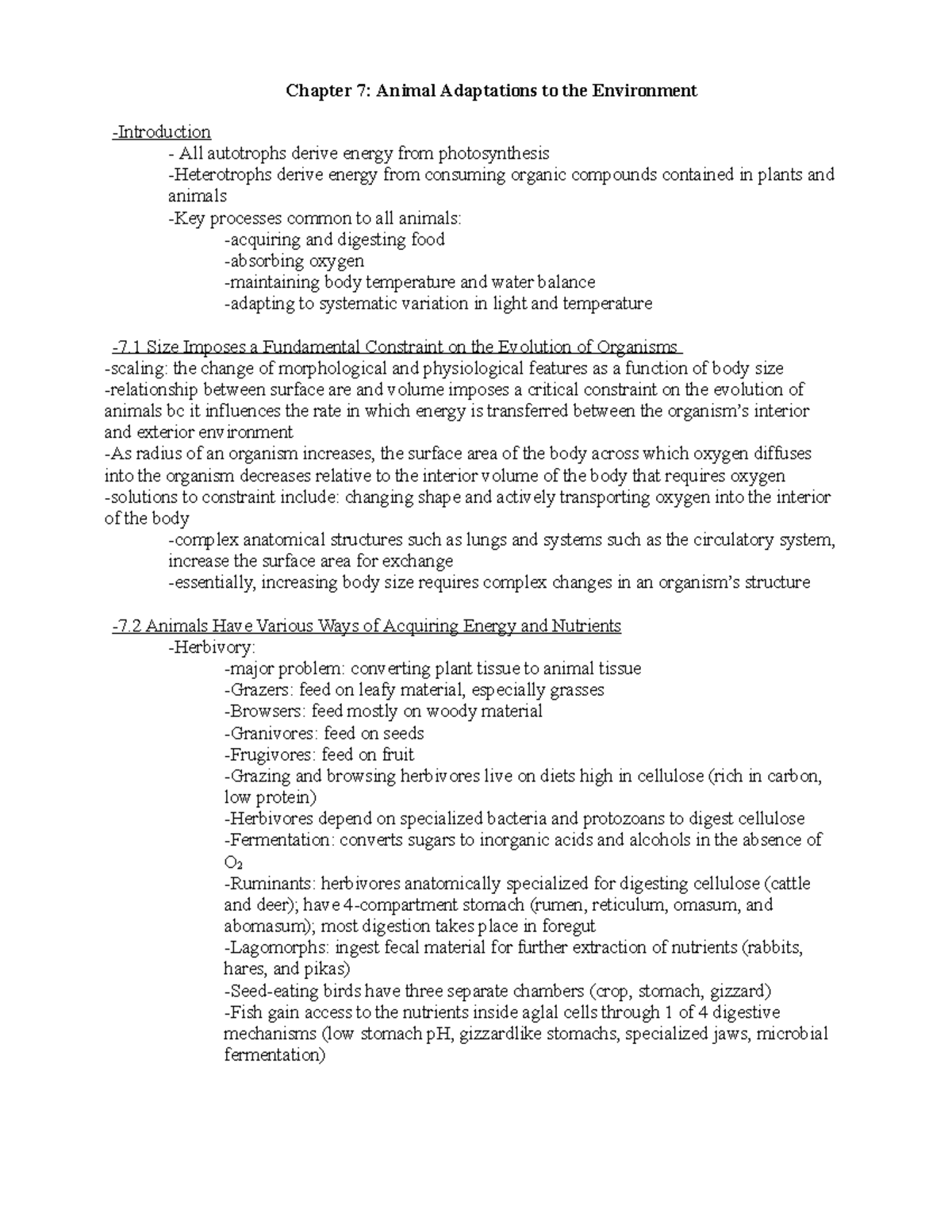 Chapter 7-animal adaptations to the environment - Chapter 7: Animal ...