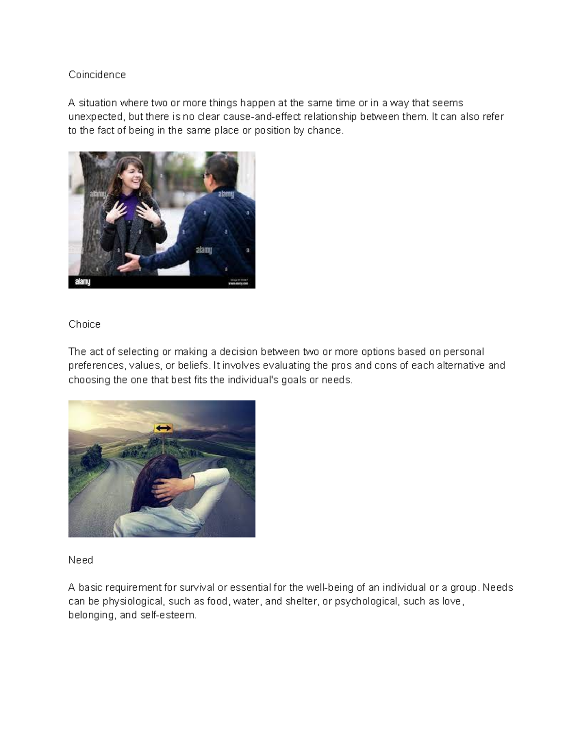 unit 3/4 vocab words - Coincidence A situation where two or more things ...