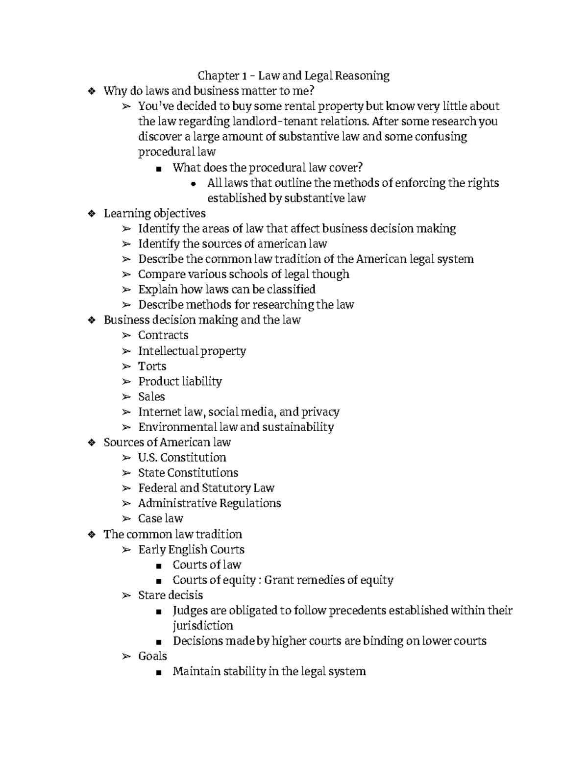 Business Llaw Unit 1 review - Chapter 1 - Law and Legal Reasoning Why ...